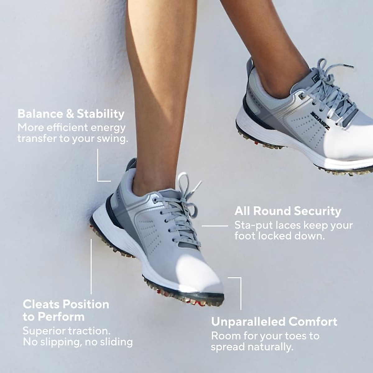 SQAIRZ Freedom Women's Athletic Golf Shoes, Golf Shoes, Designed for Balance & Performance, Replaceable Spikes, Waterproof, Golf Shoes Women with Spikes, Womens Golf Shoes, Golf Footwear Grey