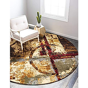 Unique Loom Barista Collection Area Rug - Catuai (8' Round, Multi/ Brown)