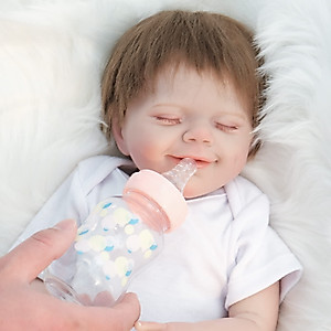 Zlgkjk Reborn Sleeping Baby Dolls Girl, Realistic Newborn Dolls with Soft Vinyl Silicone Full Body, 18 Inches Lifelike Baby Dolls for 3+ Year Old Girls, Kids