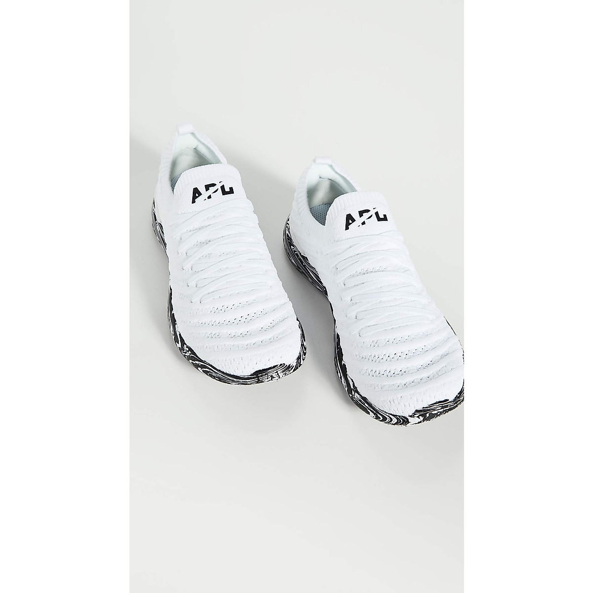 APL: Athletic Propulsion Labs Women's Techloom Wave Sneakers, White/Black/Marble, 8.5 Medium US