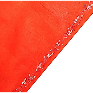 Peegli Vintage Orange Saree 100% Pure Silk Cloth Indian Embroidered Sari DIY Craft Fabric