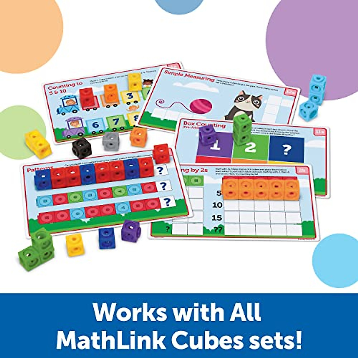 Learning Resources MathLink Cubes Preschool Math Activity Set, 115 Pieces, Ages 3+ Preschool STEM Activities, Math Activity Set and Games for Kids