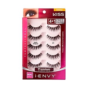 i-ENVY 5 Pairs Demi Wispies False Lashes Multi Pack Natural Look Premium 100% Human Hair Fluffy Eyelashes, Volume & Curl, Lightweight, Comfortable, Reusable