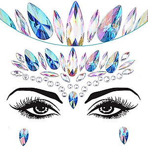 Duufin 15 Sets Face Jewels Stickers Face Gems Glitter Mermaid Face Crystal with 15 Boxes Chunky Face Glitter Temporary Tattoos for Festival Rave Carnival Party