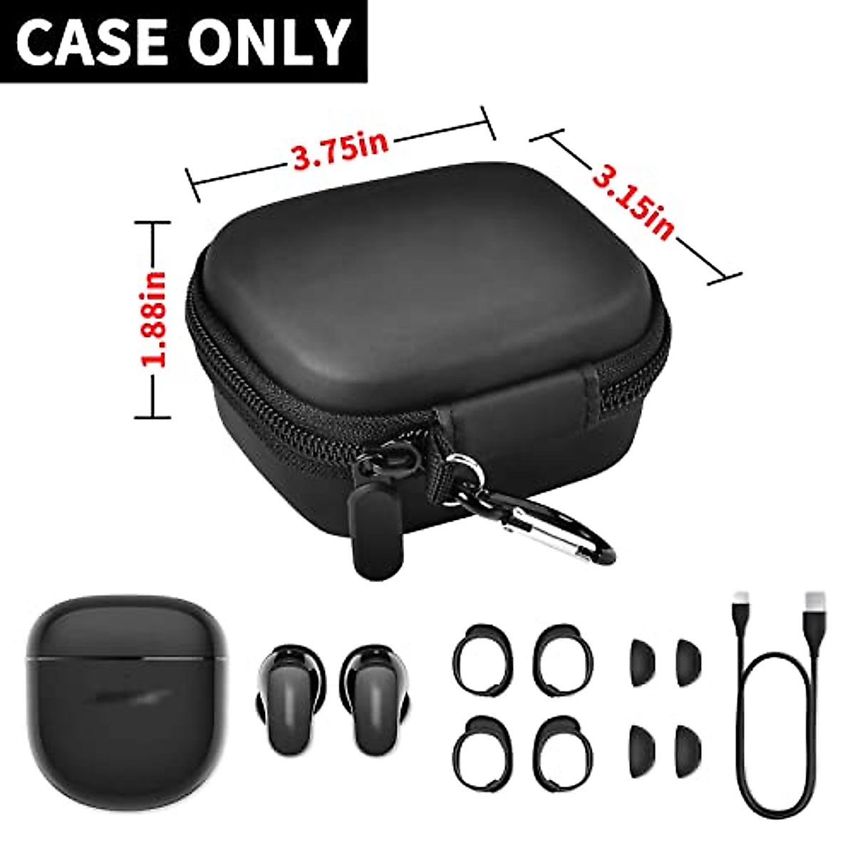 Earbud Case Compatible with Bose QuietComfort Earbuds II/for AirPods, Wireless, Bluetooth, Noise Cancelling in-Ear Headphones Cover Holder Storage Bag Fits for USB Cable and Earplugs (Box Only)