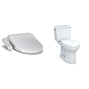 TOTO WASHLET A2 Elongated Bidet Toilet Seat Bundle with Drake Elongated Toilet with TORNADO FLUSH and SoftClose Seat