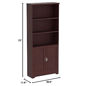 Realspace® Magellan 72"H 5-Shelf Bookcase With Doors, Classic Cherry