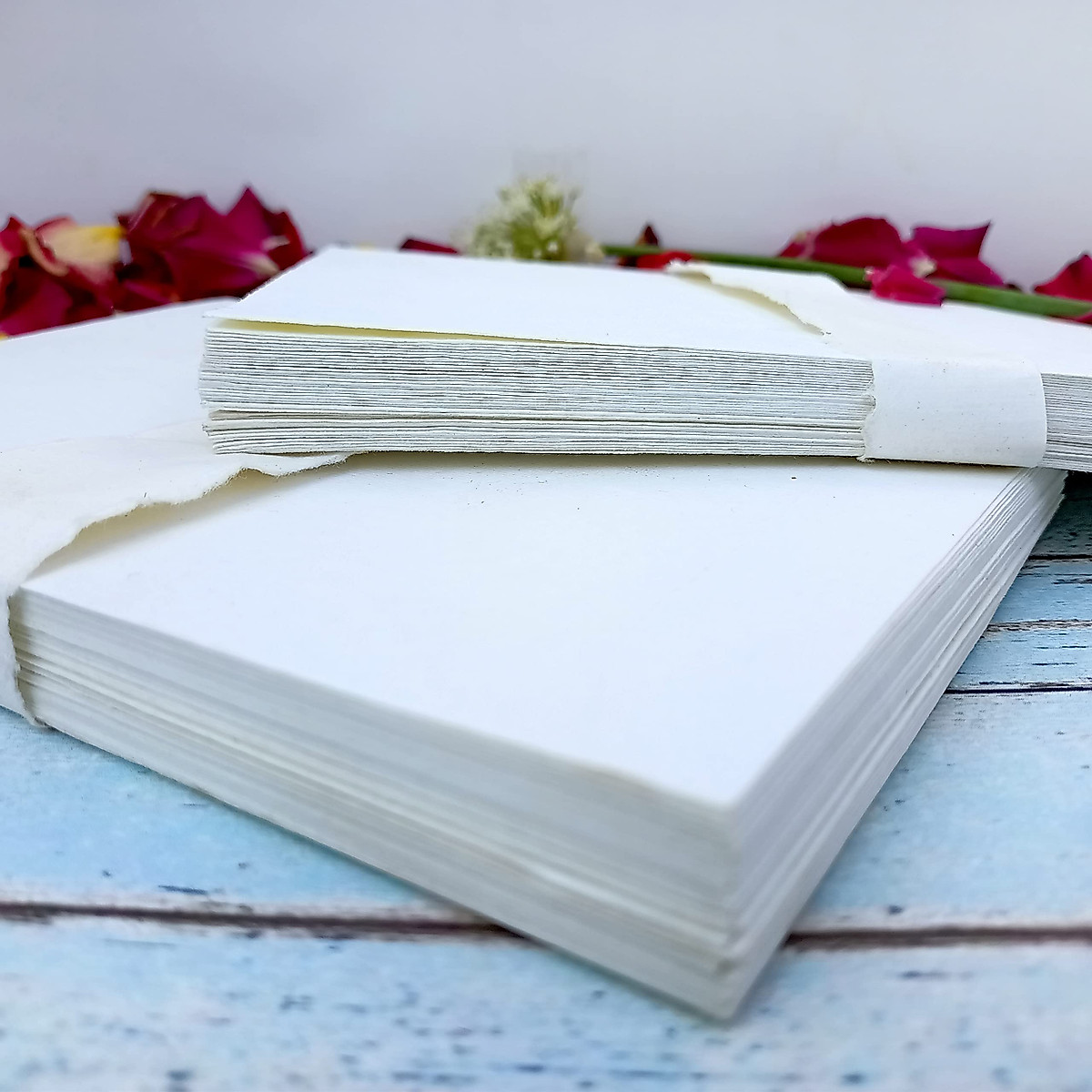 E-Tailor® 4x6" Wedding Invitation Paper, Baby Shower Card Stock Handmade Paper, Cotton Paper, Wedding Paper, Smooth Watercolor Paper, Calligraphy Paper, Rag Paper 300gsm Pack of 50 Blank Card Stock