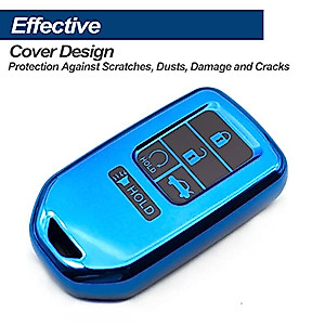 Fit for 2021 2020 Honda Accord Civic CR-V Insight Passport Pilot Smart 5 Buttons A2C81642600 TPU Key Fob Remote Cover Case Shell Glove Pouch Holder Protector Keyless Entry Sleeve Accessory, Blue