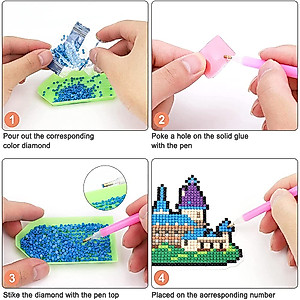 Augweyang 5D Diamond Art Craft Painting Kits for Kids Robot Blocks Mosaic Painting Dots Stickers Paint by Numbers DIY Drawing Arts Crafts Supplies for Children 24Pcs