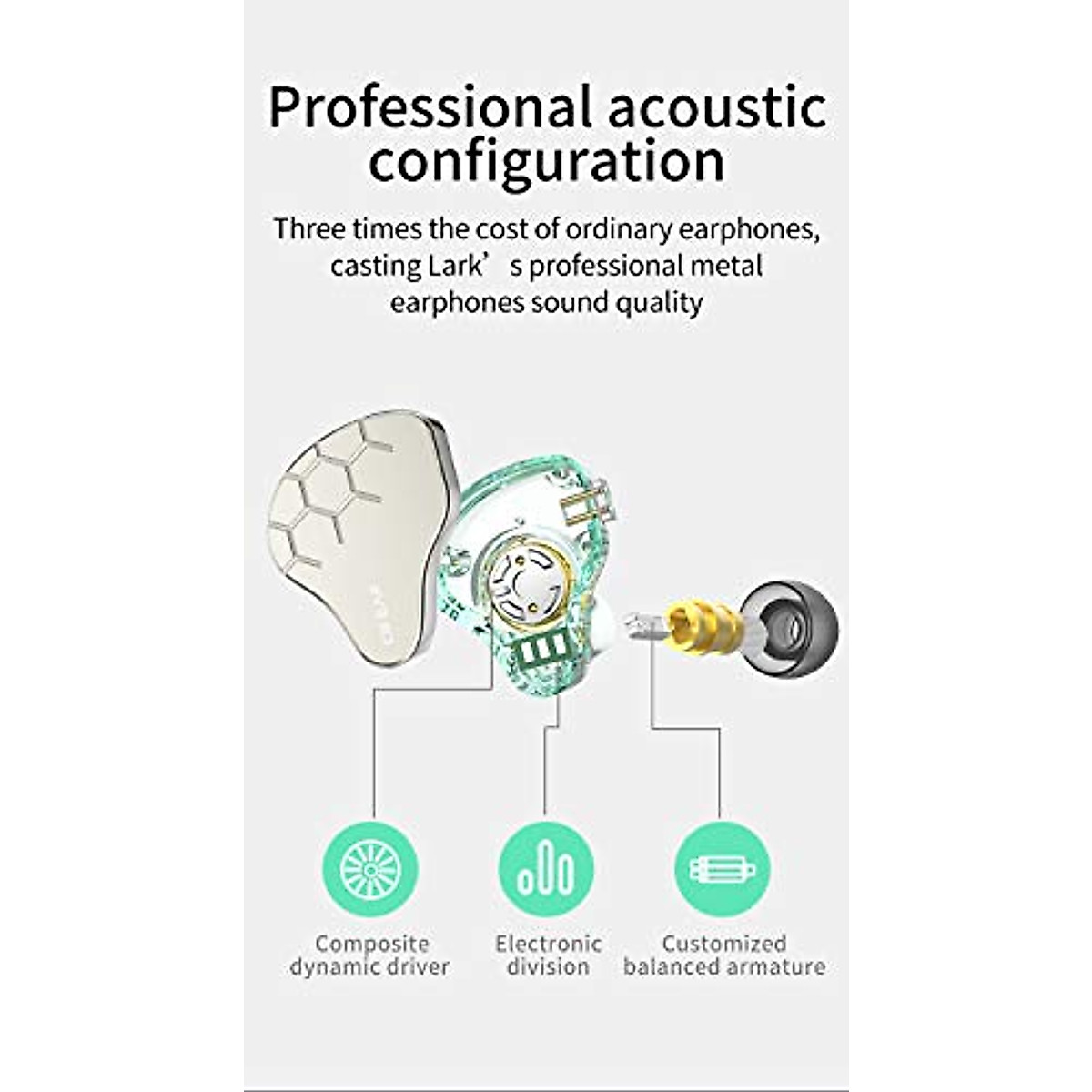 H HIFIHEAR KBEAR Lark 1BA+1DD in Ear Monitor,HiFi Bass in Ear Earphone, IEM Wired Headphones, HiFi Stereo Sound Earphones Noise Cancelling Ear Buds with Case 0.75mm 2pins Cable(with Mic,Mauve) …