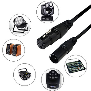 SinLoon (1m) DMX Stage Light Cable,DJ XLR Cable, 3-Pin Female XLR to 5-Pin Male XLR DMX Turnaround Connection for Moving Head Light Par Light Spotlight with XLR Input & Output (5male)