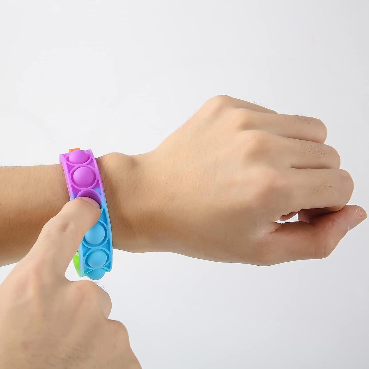 WQFXYZ 30 PCS 20PCS Push Pop Fidget Toy Fidget Bracelet, Durable and Adjustable, Multicolor Wristband Push Pop Stress Relief Sensory Fingertip Toys for Kids and Adults (20 PCS)