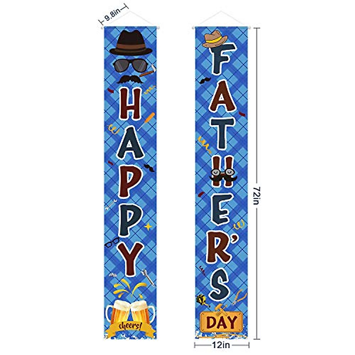 Fathers Day Decorations Porch Sign - Happy Father’s Day Banner Front Door Hanging Sign - Fathers Day Party Supplies for Indoor Outdoor