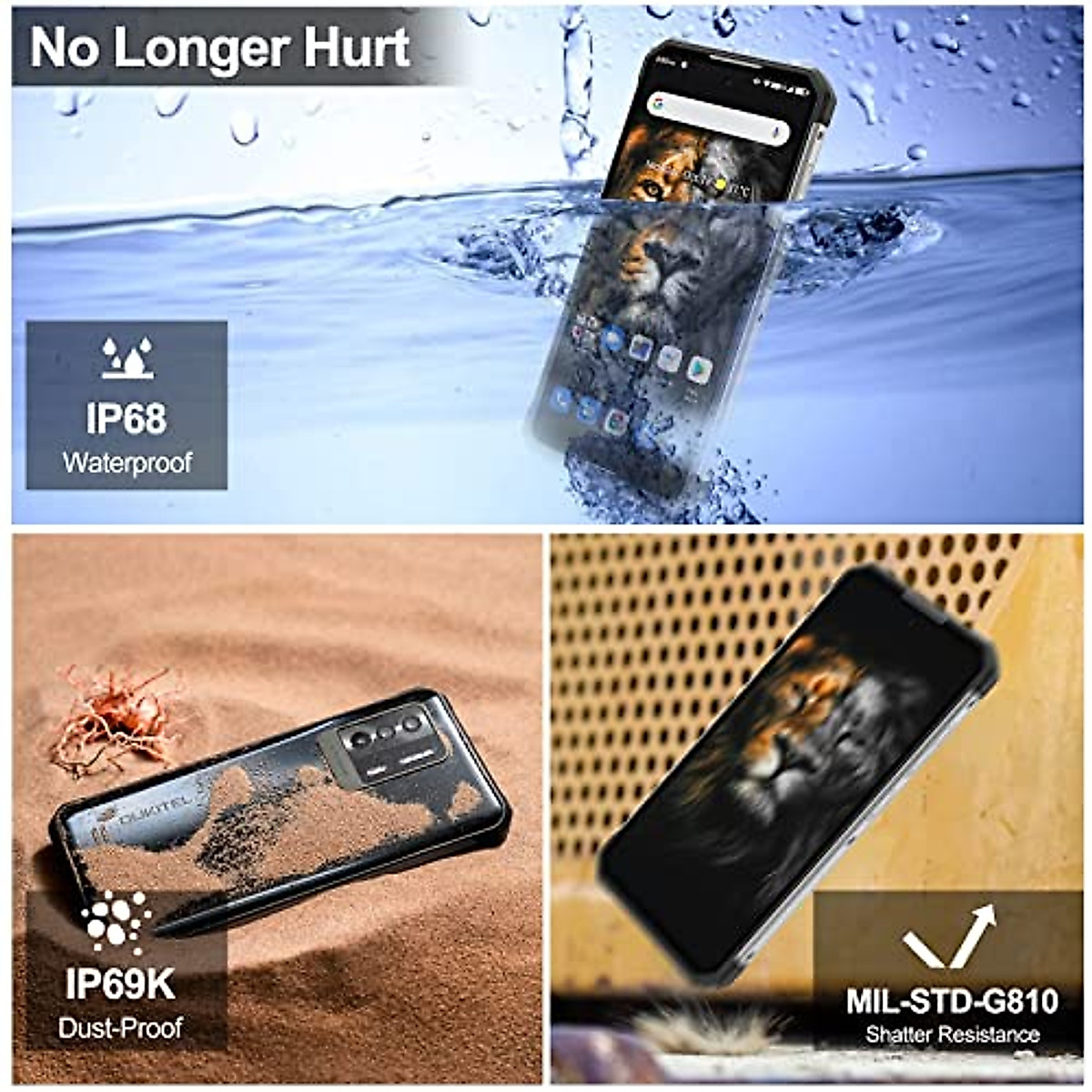 Rugged Smartphone Unlocked OUKITEL WP17 (Latest), 8300mAh Battery Cell Phones, Night Vision Camera with 64 MP Rear Camera, Android 11 with 8GB RAM + 128GB ROM, 6.78“FHD+ Display Mobile Phone