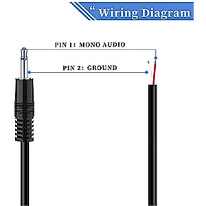 3.5mm Mono Plug to Bare Wire, 2 Pack 6ft Aux to Speaker Wire 1/8" 2 Pole TS Male Piug Connector to Open End RFAdapter Audio Cable Repair