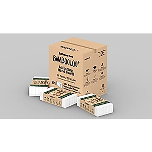 Bambooloo 100% Bamboo Paper Towels, Dispenser Ready N-Folding Disposable Hand Towels for Bathroom, Planet-Friendly Plastic-Free Commercial Paper Towels Bulk, 4000 Napkins, 20 Wraps, 200 Sheets Each