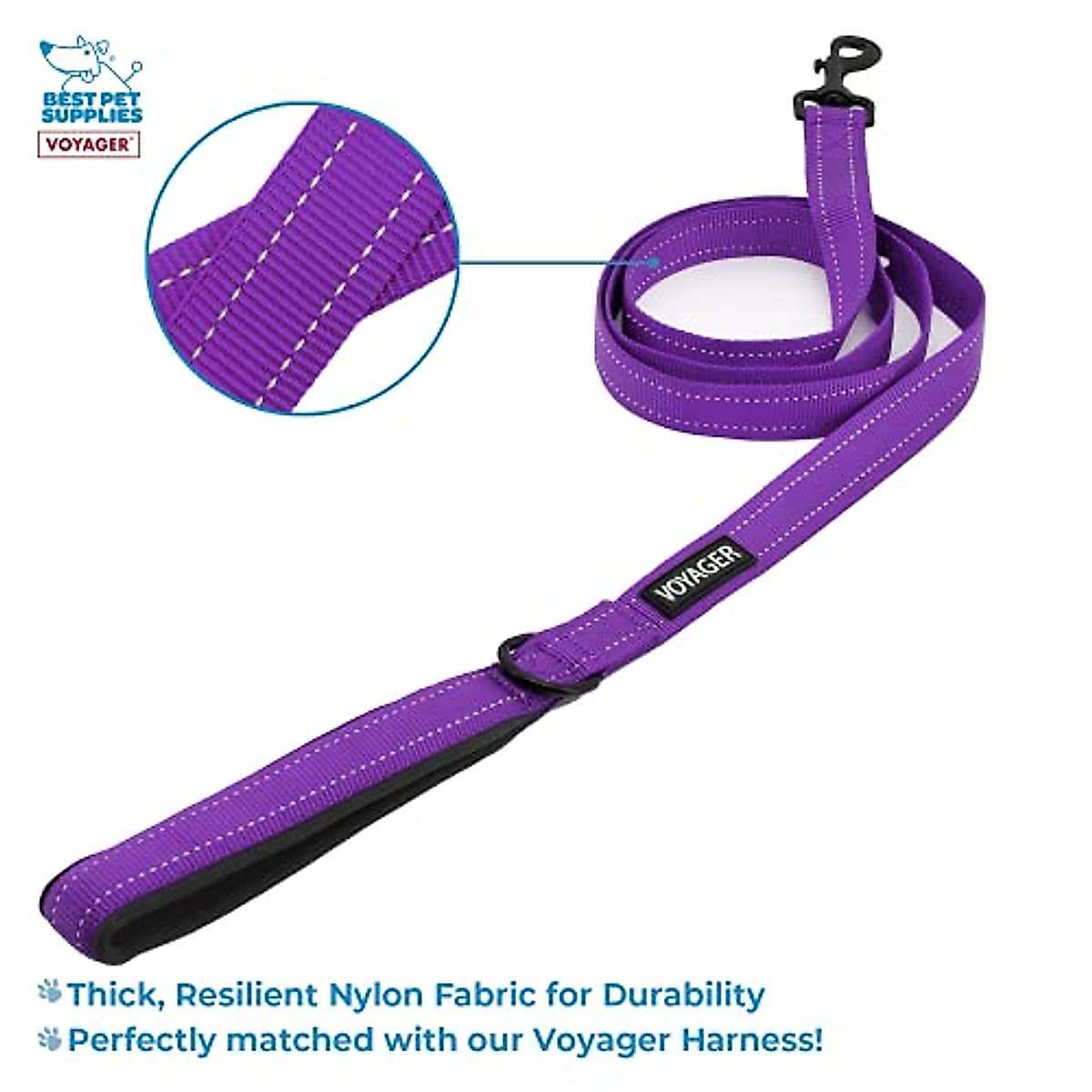 Voyager Step-in Air All Weather Mesh Harness and Reflective Dog 5 ft Leash Combo with Neoprene Handle, for Small, Medium and Large Breed Puppies by Best Pet Supplies - Purple, Small