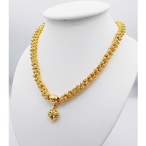 Heart Pikun Flower 22k 23k 24k Thai Baht Yellow Gold GP Necklace Pendant Jewelry Women
