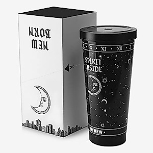 Insulated 24oz Stainless Steel Witch Witchy Tumbler with Straw Gothic Goth Travel Coffee Cup Vacuum Water Bottle Simple Modern Kitchen Decor Mug for Thanksgiving Christmas Gift Travel Thermos 750ml