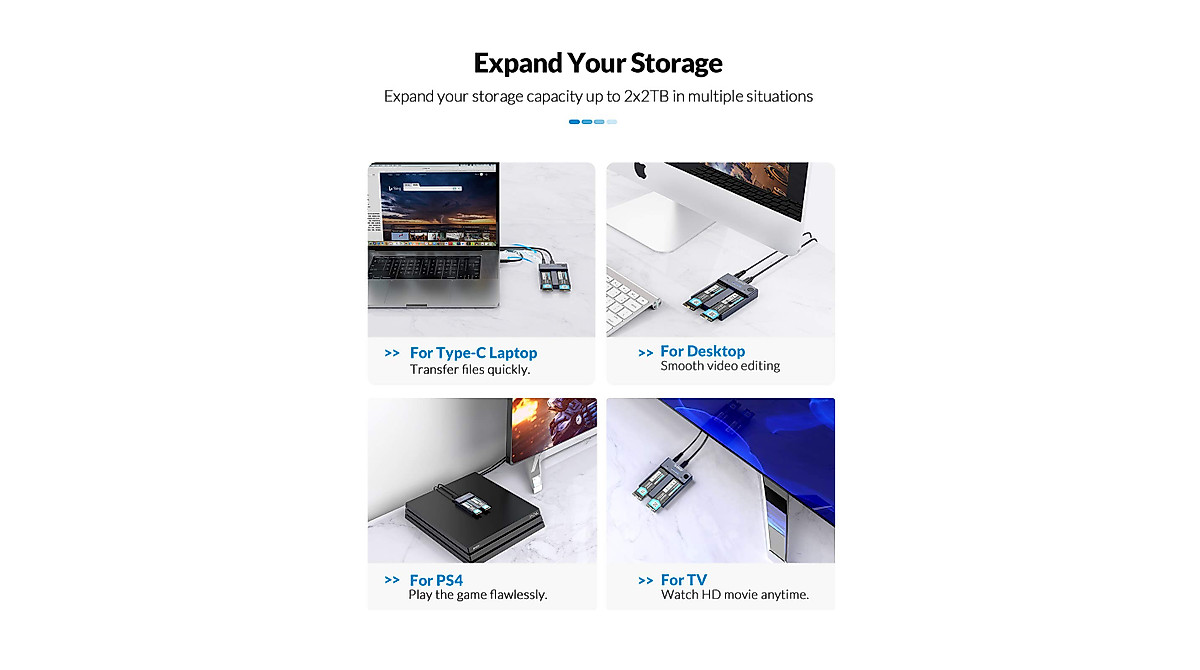 ORICO M.2 NVMe Cloner Dual-Bay NVMe Docking Station USB C to NVMe SSD ...