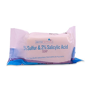 5% Sulfur 2% Salicylic Acid Bar Soap 4 oz – Crafted for those with Seborrehic Dermatitis, Dandruff, and Psoriasis (1 Bar)