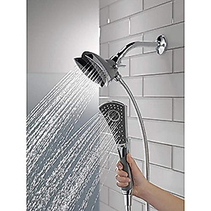 Delta Faucet 4-Spray In2ition Dual Shower Head with Handheld Spray, Chrome Shower Head with Hose, Handheld Shower Heads, Showerheads & Handheld Showers, Detachable Shower Head, Chrome 58467