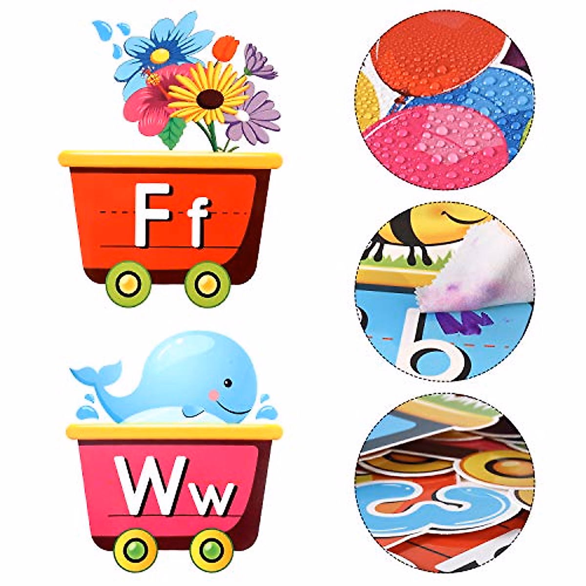 37 Pieces Train Alphabet Bulletin Board Display Set, Early Learning Bedroom Nursery Playroom Decorations and 120 Pieces Glue Point Dots for Kids and Teens Rooms and Classrooms Decoration