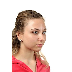 Lavari Jewelers 20 Gauge Open Hoop Nose Ring for Women - 14k White Gold Nose Stud - 10 mm Open Hoop - Unisex Stud Hypoallergenic Nostril Piercing Jewelry - 20G Body Piercing for Men