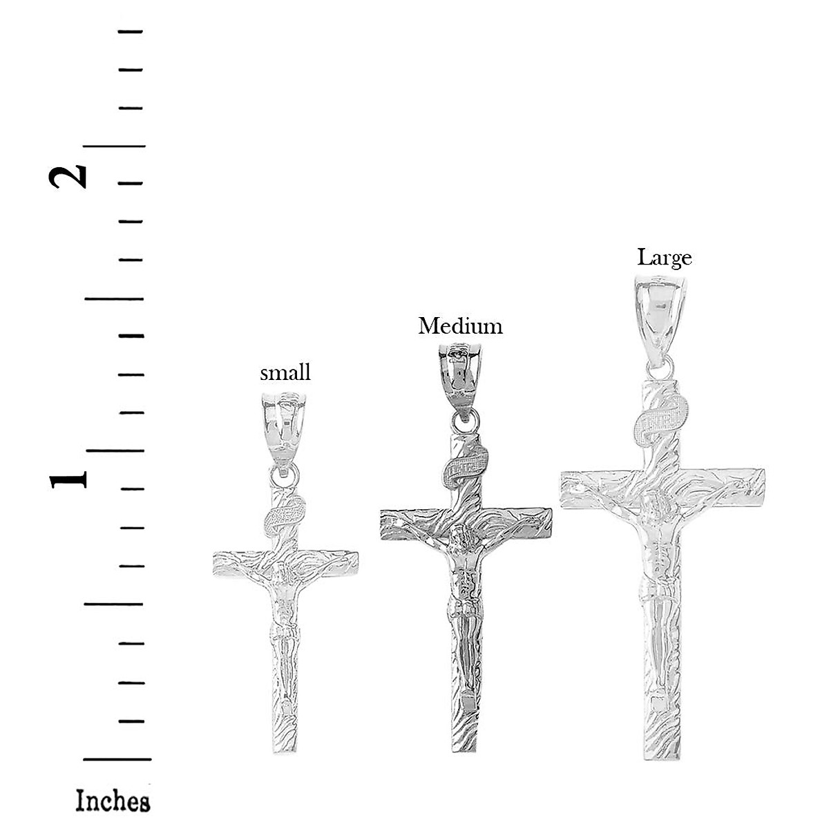 Solid 925 Sterling Silver Wood Textured Crucifix Cross Pendant (1.40")
