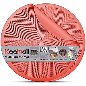 2PCS, KooMall 8 Inch Silicone Trivets for Hot Pots and Pans, Hot Pads for Kitchen Countertops, 572°F Heat Resistant Pot Holders, Multi-Purpose Microwave Mat for Grabbing, Food Grade & BPA Free, Red