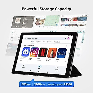 YOTOPT 10 Inch Android 3G Phone Tablets, 32GB ROM, 256GB Expand, Dual Sim Card, Quad Core, WiFi, Bluetooth, GPS, FM, Dual Camera, IPS HD Touch Screen, Support 3G Phone Call Tableta (Black)