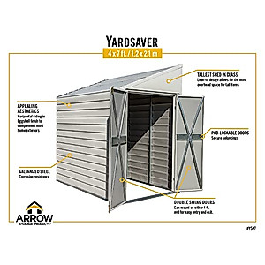 Arrow Shed 4' x 7' Yardsaver Compact Galvanized Steel Storage Shed with Pent Roof