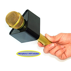 25mm-39mm Hole ABS Injection Molding Triangular Interview Mic Microphone Logo Flag Station Box for Stage Karaoke Handheld Shotgun Microphone (black)