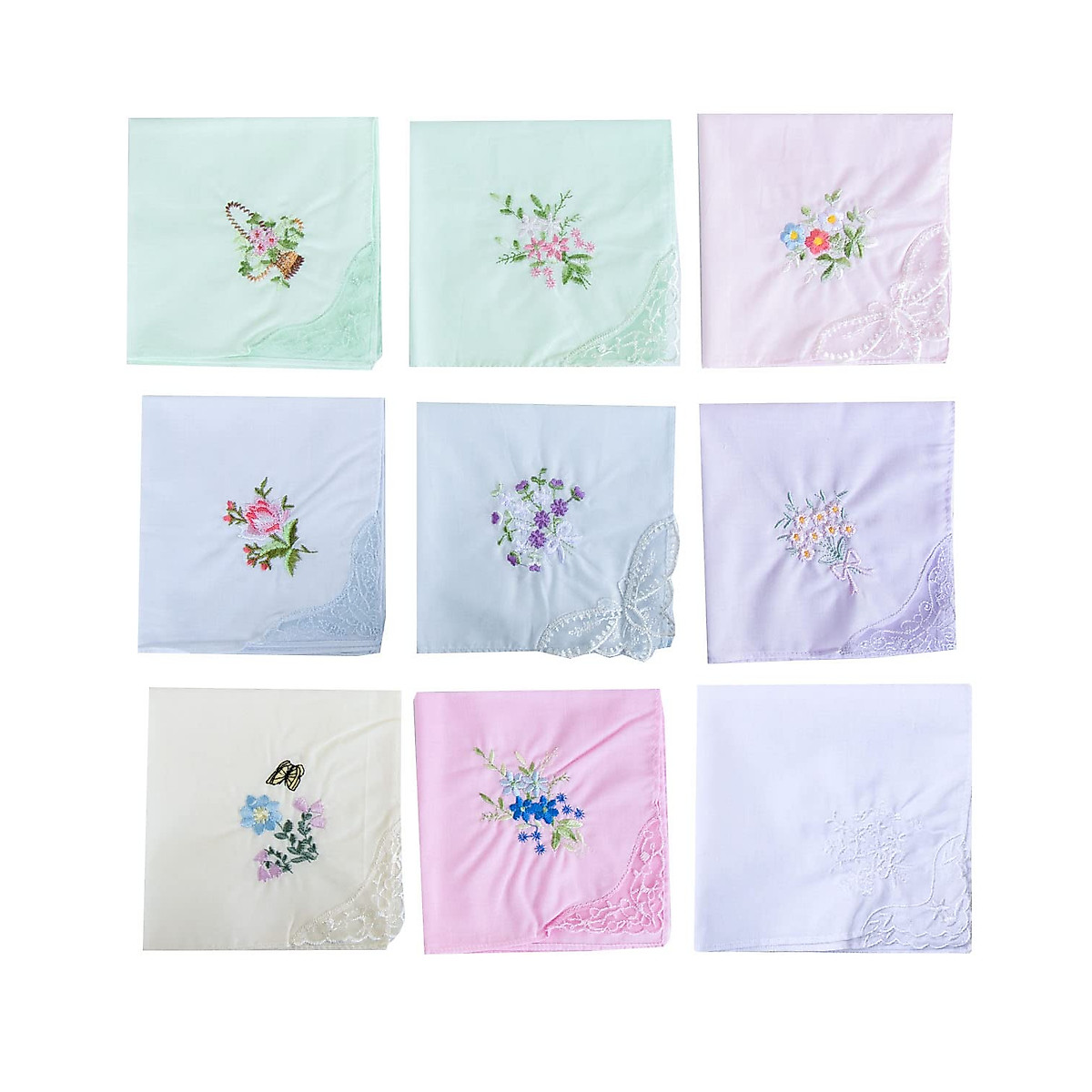 CoCoUSM Womens Handkerchiefs Lace Embroidered Cotton Handkerchiefs Bulk