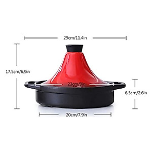 Colorful High Tightness Moroccan Tagine With Lid Lead Free Casserole Stew Pot For Different Cooking StylesHome Kitchent 22.5.28 (Color : Red)