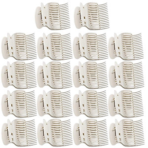 18 Pieces Hot Roller Clips Plastic Hair Curler Claw Clips Replacement Roller Clips for Small, Medium, Large and Jumbo Hair Rollers (White)