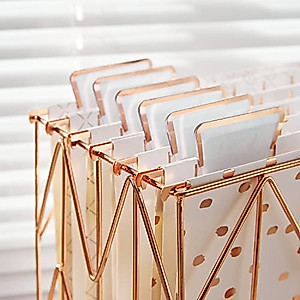 Y YOMA 12 Pack Rose Gold Hanging File Folders Letter Size Decorative File Folder Cute Pretty Hanging Folder Organizer for Filing Cabinet Office Home with 1/5-Cut Adjustable Tabs, 3 Gold Foil Design