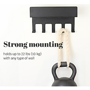Black Metal Key Holder Wall Mount with Mail Holder - Key Holder for Wall, Key Rack, Mail Organizer Wall Mounted, Command Shelf, Key Organizer, Key Hanger, Key and Mail Holder for Wall