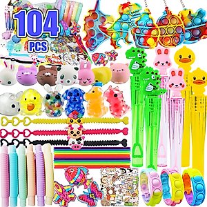 104 PCS Party Favors Toys for kids,Assortment Premium for All Ages kids Grils,Goody Bag Fillers,classroom prizes,Treasure Chest,Prize Box Toys, pinata stuffers,Carnival Prizes for Boys and Girls 4-10