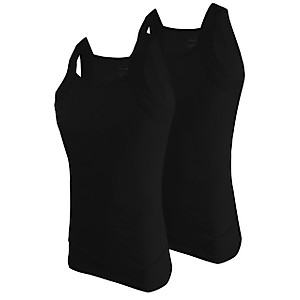 2 Pack Men's G-unit Style Tank Tops Square Cut NEW USA Classic Design Muscle Ribbed Wife Beater Underwear Shirts (XL, Black)