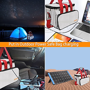 11.8"x7.9"x7.9" Portable Power Fireproof Safe Bag for mobile Power 100W-600W Outdoor Power Storage Transport and Charging, Home Office Travel Fireproof Safe Storage Pouch with handle Shoulder Strap