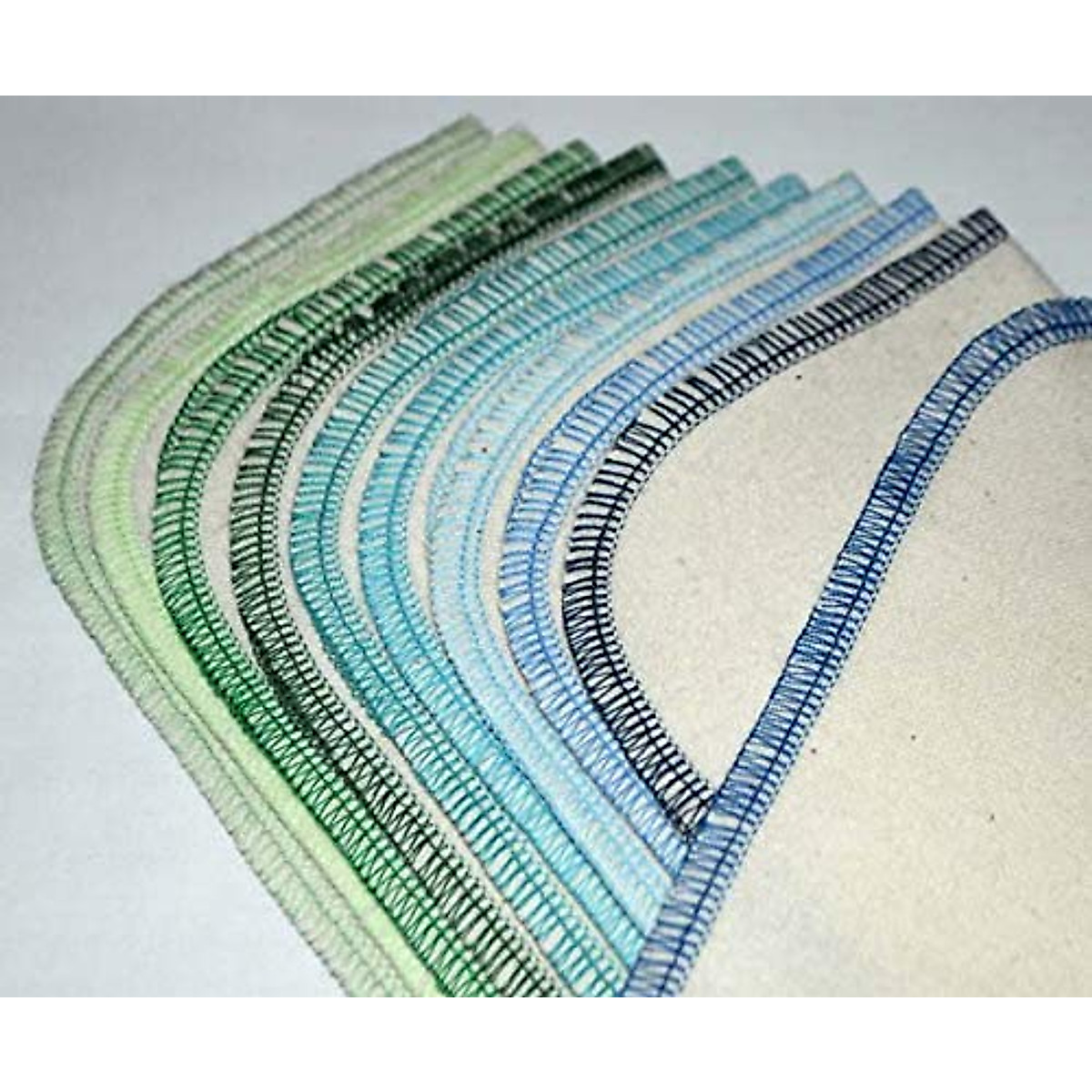 1 Ply Organic Flannel Baby Wipes 8x8 Inches Set of 10 Blues and Greens