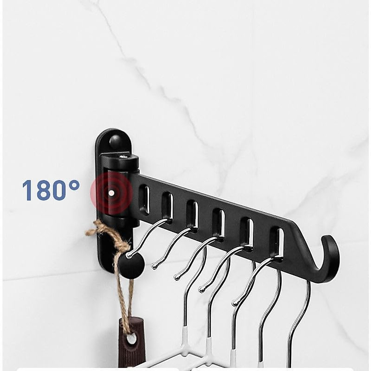 CLSMD Folding Drying Rack 180° Rotation Wall-Mounted Free Punch Clothes Pole Balcony Bathroom Indoor Outdoor Laundry Supplies