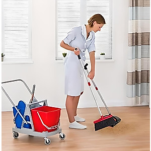 Self-Cleaning Broom and Dustpan Set, Indoor/Outdoor, with Dustpan Teeth, Stand Up Design