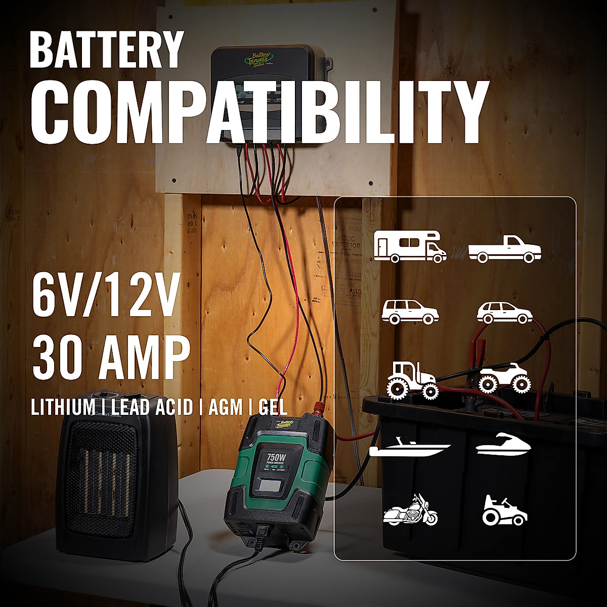 Battery Tender 30 AMP MPPT Solar Charge Controller with LCD Screen for use with 12 Volt/24 Volt Lead Acid, AGM, Gel, and 12 Volt Lithium Batteries
