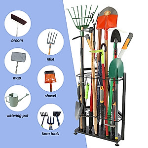 UU-Major Garden Tool Organizer for Garage Corner,Free Standing Yard Tools Rack Heavy Duty,Garage Organization and Storage Stand for Broom,Mop,Rakes,Shovel Holder for Lawn/Shed/Outdoor.