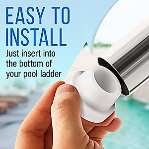 [4 Pack] Pool Ladder Bumpers to Protect Pool Liner - Protective Step Ladder Plugs for Inground Pool - Swimming Pool Ladder Parts - White Rubber Plug for Swimming Pool Ladder - 1.8” Inner Diameter