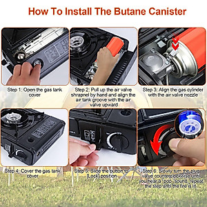 3300W Portable Camping Dual Fuel Stove, Butane & Propane Compatibility, Piezo Electric Ignition Single Burner, Automatic Tank Ejection Overpressure Cut Off Carry Case for Camping Picnic Fishing BBQ RV