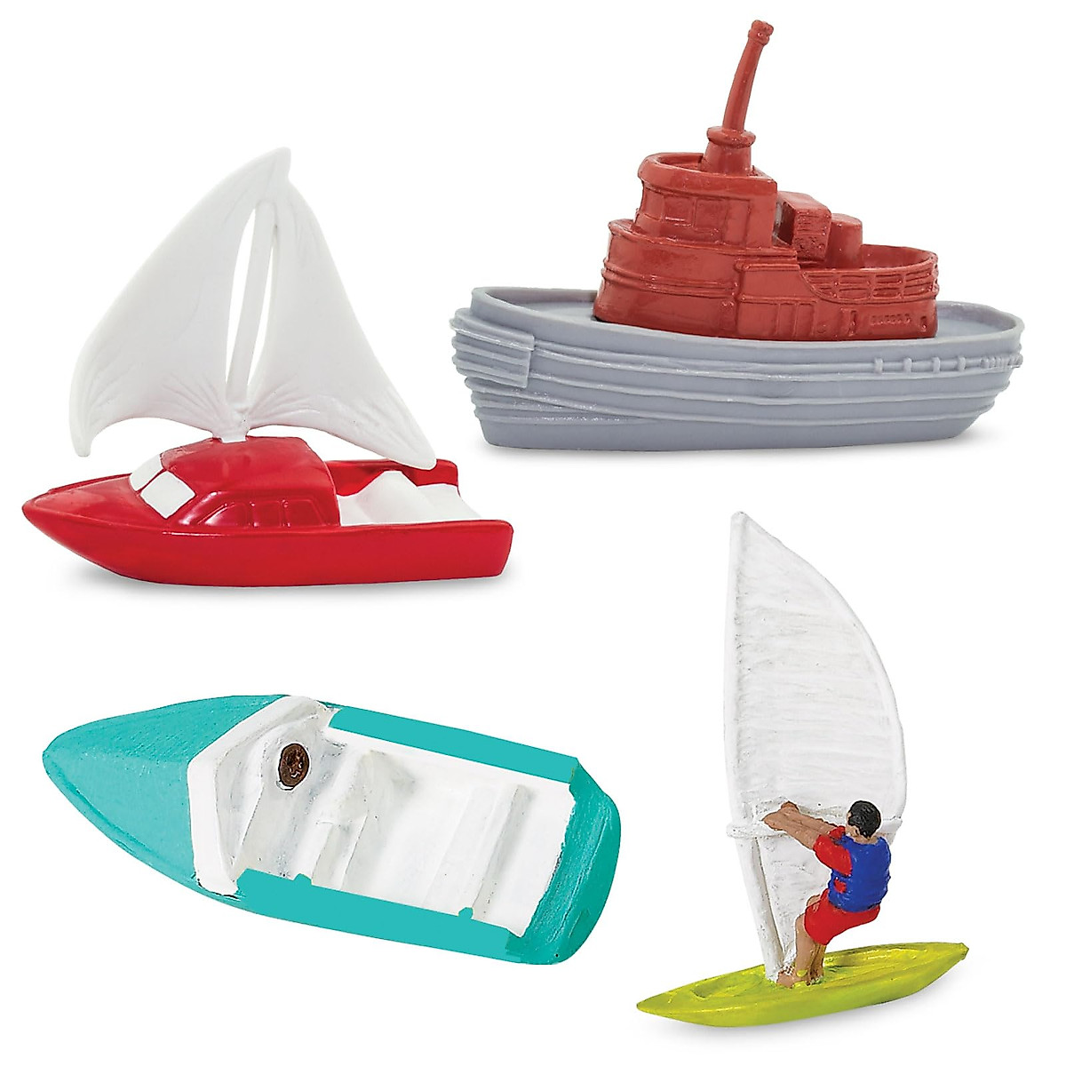 Safari Ltd. In the Water TOOB - Figurines of Jet Ski, Raft, Submarine, Motorboat, Windsurfer, Battleship, Cruise, Steam, Sail, Tug, Cargo Boat - Educational Toy Figures For Boys, Girls & Kids Ages 3+